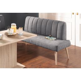 Sitzbank exxpo - SOFA FASHION "Costa, moderne Rückensteppung, bequem und elegant, hoher Holzfuß" Sitzbänke Gr. B/H/T: 182 cm x 92 cm x 68 cm, Struktur, grau (anthrazit) Essbank Polsterbank Sitzbank Sitzbänke hochwertige Detailverarbeitung, Frei im Raum stellbar