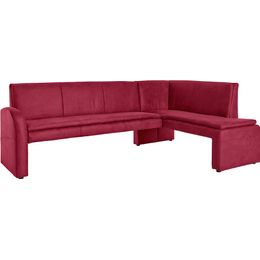 Eckbank exxpo - SOFA FASHION "Cortado, elegant und modern mit hohem Sitzkomfort" Sitzbänke Gr. B/H/T: 157cm x 89cm x 244cm, Luxus-Microfaser, langer Schenkel links, rot hohe Bodenfreiheit, schöne Detailverarbeitung, wahlweise Lederbezug