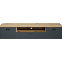 TV-Schrank Home Affaire "Tyler" Schränke Gr. B/H/T: 230 cm x 52 cm x 52 cm, 2 St., schwarz (eiche mit anthrazit) Mit Hirnholzapplikationen