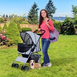 PawHut Hundewagen Hundebuggy Pet Stroller Hunde Buggy mit 4 Rolle in 4 Farben