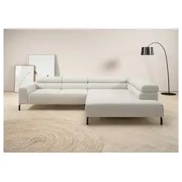 Ecksofa Places of Style "Antonelli, L-Form, incl. Kopfteilverstellung, Breite 312 cm" Sofas Gr. B/H/T: 312cm x 71cm x 219cm, Cord, Recamiere rechts, elektrisch verstellbar, weiß wahlweise elektrische Sitztiefenverstellung