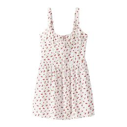 Bershka Kleid Damen Größe 42 limette / rubinrot / weiß