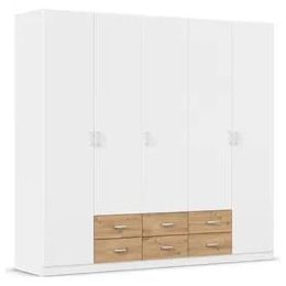 Drehtürenschrank Rauch "Kleiderschrank Schrank Garderobe Wäscheschrank GAMMA in 3 Breiten" Schränke Gr. B/H/T: 226 cm x 210 cm x 54 cm, 5 St., weiß (alpinweiß, eiche artisan) mit 6 Schubladen, in schlichtem Design TOPSELLER MADE IN GERMANY