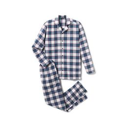 Tchibo Flanell-Pyjama - Dunkelblau/Kariert - Gr.: M