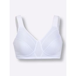 w&auml;schepur w&auml;schepur Damen Sport-BH ohne B&uuml;gel mit transparenten Netz-Eins&auml;tzen, wei&szlig;, Gr&ouml;&szlig;e 90B