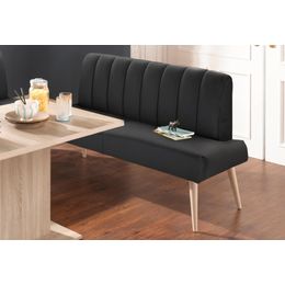 Sitzbank exxpo - SOFA FASHION "Costa, moderne Rückensteppung, bequem und elegant, hoher Holzfuß" Sitzbänke Gr. B/H/T: 182 cm x 92 cm x 68 cm, Kunstleder, schwarz Essbank Polsterbank Sitzbank Sitzbänke hochwertige Detailverarbeitung, Frei im Raum stellbar