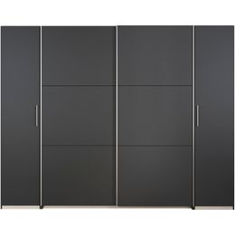 Schwebetürenschrank Rauch "Kleiderschrank Drehtürenschrank Schrank Garderobe KRONACH TOPSELLER" Schränke Gr. B/H/T: 268 cm x 210 cm x 59 cm, 4 St., grau (graumetallic) mit Dreh- und Schwebetüren vielen Einlegeböden MADE IN GERMANY