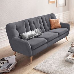 3-Sitzer exxpo - SOFA FASHION "Scandi, bequem, aufwendige R&uuml;ckenpolsterung f&uuml;r mehr Sitzkomfort", grau (anthrazit), B:187cm H:92cm T:92cm, Korpus: 100% PES;Luxus-Microfaser (100% Polyester), Sofas, aktuelle Farben in hochwertigen Bezugsqualit&auml;ten, Holzfu&szlig;