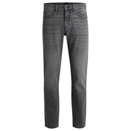 Straight-Jeans BOSS Orange "RE.MAINE BO" Gr. 33, Länge 34, grau (medium grey032) Herren Jeans mit BOSS Leder-Badge