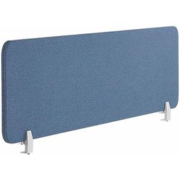 Beliani Schreibtisch Trennwand Blau Stoff pet Kunststoff 130 x 40 cm zum Aufstellen Klemmen Schallschutz Sichtschutz Pinnwand Büro Home Office