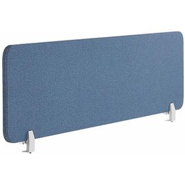 Beliani Schreibtisch Trennwand Blau Stoff pet Kunststoff 160 x 40 cm zum Aufstellen Klemmen Schallschutz Sichtschutz Pinnwand Büro Home Office