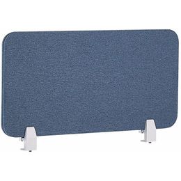 Beliani Schreibtisch Trennwand Blau Polster pet Kunststoff 80 x 40 cm zum Aufstellen Klemmen Schallschutz Sichtschutz Pinnwand Büro Home Office