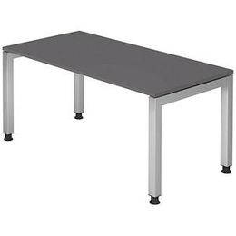 Hammerbacher JS16 höhenverstellbarer Schreibtisch grafit rechteckig, 4-Fuß-Gestell silber 160,0 x 80,0 cm