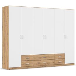 Drehtürenschrank Rauch "Kleiderschrank Schrank Garderobe Wäscheschrank GAMMA in 3 Breiten" Schränke Gr. B/H/T: 271 cm x 210 cm x 54 cm, 6 St., weiß (eiche artisan, alpinweiß) mit 6 Schubladen, in schlichtem Design TOPSELLER MADE IN GERMANY