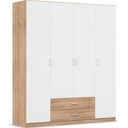 Drehtürenschrank Rauch "Kleiderschrank Schrank Garderobe Wäscheschrank GAMMA in 3 Breiten" Schränke Gr. B/H/T: 181 cm x 210 cm x 54 cm, 4 St., weiß (eiche sonoma, alpinweiß) mit 6 Schubladen, in schlichtem Design TOPSELLER MADE IN GERMANY