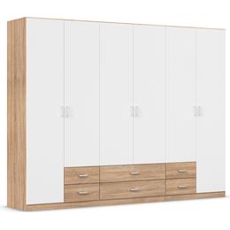 Drehtürenschrank Rauch "Kleiderschrank Schrank Garderobe Wäscheschrank GAMMA in 3 Breiten" Schränke Gr. B/H/T: 271 cm x 210 cm x 54 cm, 6 St., weiß (eiche sonoma, alpinweiß) mit 6 Schubladen, in schlichtem Design TOPSELLER MADE IN GERMANY