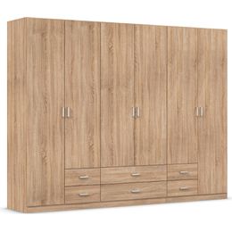 Drehtürenschrank Rauch "Kleiderschrank Schrank Garderobe Wäscheschrank GAMMA in 3 Breiten" Schränke Gr. B/H/T: 271 cm x 210 cm x 54 cm, 6 St., braun (eiche sonoma) mit 6 Schubladen, in schlichtem Design TOPSELLER MADE IN GERMANY