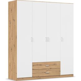 Drehtürenschrank Rauch "Kleiderschrank Schrank Garderobe Wäscheschrank GAMMA in 3 Breiten" Schränke Gr. B/H/T: 181 cm x 210 cm x 54 cm, 4 St., weiß (eiche artisan, alpinweiß) mit 6 Schubladen, in schlichtem Design TOPSELLER MADE IN GERMANY