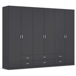 Drehtürenschrank Rauch "Kleiderschrank Schrank Garderobe Wäscheschrank GAMMA in 3 Breiten" Schränke Gr. B/H/T: 271 cm x 210 cm x 54 cm, 6 St., grau (graumetallic) mit 6 Schubladen, in schlichtem Design TOPSELLER MADE IN GERMANY