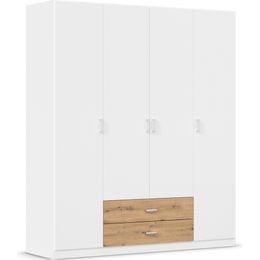 Drehtürenschrank Rauch "Kleiderschrank Schrank Garderobe Wäscheschrank GAMMA in 3 Breiten" Schränke Gr. B/H/T: 181 cm x 210 cm x 54 cm, 4 St., weiß (alpinweiß, eiche artisan) mit 6 Schubladen, in schlichtem Design TOPSELLER MADE IN GERMANY