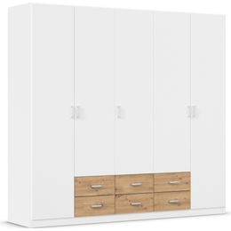 Drehtürenschrank Rauch "Kleiderschrank Schrank Garderobe Wäscheschrank GAMMA in 3 Breiten" Schränke Gr. B/H/T: 226 cm x 210 cm x 54 cm, 5 St., weiß (alpinweiß, eiche artisan) mit 6 Schubladen, in schlichtem Design TOPSELLER MADE IN GERMANY