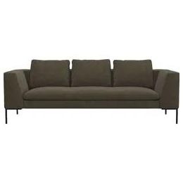 3-Sitzer FLEXLUX "Loano, superbequemer Sitzkomfort durch Kaltschaum im Sitz" Sofas Gr. B/H/T: 238 cm x 86 cm x 106 cm, Lederoptik, braun (camel brown) modernes Sofa, frei im Raum stellbar, lose Kissen