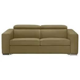 Schlafsofa Egoitaliano "Cabiria, Design und super Sitz- Liegekomfort" Sofas Gr. B/H/T: 226cm x 97cm x 103cm, Luxus-Microfaser Lederoptik, grün (pistazie) Sofa inkl. Schlaffunktion, Kopfteile verstellbar, mit Metallfüßen