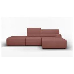 Ecksofa Egoitaliano "Babouche, Designsofa mit außergewöhnlichem Sitzkomfort zum Wohlfühlen" Sofas Gr. B/H/T: 287cm x 80cm x 98cm, Luxus-Microfaser BLUSH, Recamiere rechts, braun (cedar wood)