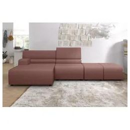 Ecksofa Egoitaliano "Babouche, Designsofa mit außergewöhnlichem Sitzkomfort zum Wohlfühlen" Sofas Gr. B/T: 384cm x 98cm, Luxus-Microfaser BLUSH, Recamiere links, braun (cedar wood)