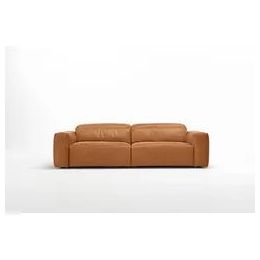 2,5-Sitzer Egoitaliano "Beverly, Designsofa mit erstklassigem Sitzkomfort und tollen Details" Sofas Gr. B/H/T: 242 cm x 95 cm x 109 cm, Luxus-Microfaser Lederoptik, braun (cognac) Breite 242 cm, verstellbare Kopfteile