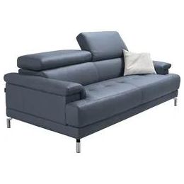 2,5-Sitzer Egoitaliano "Soul, Design und Sitzkomfort auf hohem Niveau, tolle Details" Sofas Gr. B/H/T: 200cm x 76cm x 106cm, Leder BULL, mit Kopfteilverstellung, grau (smoke) inkl. Kopfteilverstellung für noch mehr Komfort, Designfuß