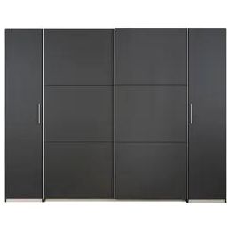 Schwebetürenschrank Rauch "Kleiderschrank Drehtürenschrank Schrank Garderobe KRONACH TOPSELLER" Schränke Gr. B/H/T: 268cm x 210cm x 59cm, 4 St., grau (graumetallic) mit Dreh- und Schwebetüren vielen Einlegeböden MADE IN GERMANY