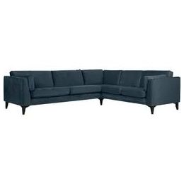 Ecksofa furninova "Avignon" Sofas Gr. B/H/T: 283cm x 78cm x 237cm, Velours, langer Schenkel links, ohne Bettfunktion, blau (petrol) inklusive 2 Armlehnkissen, im skandinavischen Design