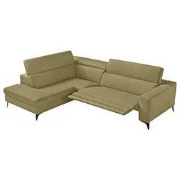 Ecksofa Egoitaliano "Edith, Designsofa mit hohem Sitzkomfort, L-Form" Sofas Gr. B/H/T: 269cm x 96cm x 203cm, Leder BULL, Ottomane links, grün (pistazie) inkl. elektrischer Relaxfunktion und manuell verstellbaren Kopfteilen