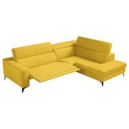 Ecksofa Egoitaliano "Edith, Designsofa mit hohem Sitzkomfort, L-Form" Sofas Gr. B/H/T: 269cm x 96cm x 203cm, Leder BULL, Ottomane rechts, gelb inkl. elektrischer Relaxfunktion und manuell verstellbaren Kopfteilen