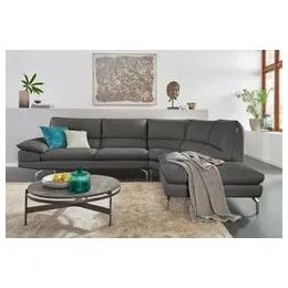 Ecksofa Calia italia "Dave, italienisches Designsofa L-Form, erstklassiger Sitzkomfort" Sofas Gr. B/H/T: 297cm x 87cm x 97cm, Leder BULL, Ottomane rechts, grau Ottomane wahlweise links oder rechts, in zwei tollen Lederqualitäten