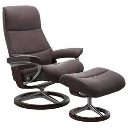 Relaxsessel stressless "View" Sessel Gr. Material Bezug, Cross Base Braun, Ausführung / Funktion, Maße B/H/T, rot (bordeaux) mit Signature Base, Größe S,Gestell Braun