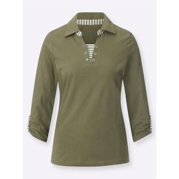 sheego Gro&szlig;e Gr&ouml;&szlig;en 3/4-Arm-Shirt in 2-in-1-Optik, khaki, Gr&ouml;&szlig;e 44 - Damen