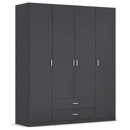 Drehtürenschrank Rauch "Kleiderschrank Schrank Garderobe Wäscheschrank GAMMA in 3 Breiten" Schränke Gr. B/H/T: 181 cm x 210 cm x 54 cm, 4 St., grau (graumetallic) mit 6 Schubladen, in schlichtem Design TOPSELLER MADE IN GERMANY