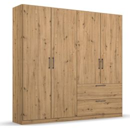 Drehtürenschrank Rauch "Kleiderschrank Schrank Garderobe Wäscheschrank CHALLENGER" Schränke Gr. B/H/T: 181,0 cm x 197,0 cm x 54,0 cm, 4 St., braun (eiche artisan) mit Spiegeltüren und geräumigen Schubladen MADE IN GERMANY