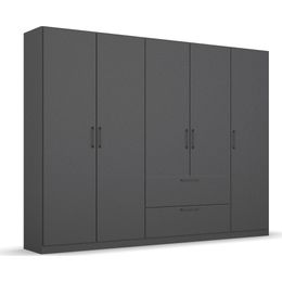 Drehtürenschrank Rauch "Kleiderschrank Schrank Garderobe Wäscheschrank CHALLENGER" Schränke Gr. B/H/T: 226,0 cm x 197,0 cm x 54,0 cm, 5 St., grau (grau metallic) mit Spiegeltüren und geräumigen Schubladen MADE IN GERMANY