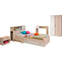 Jugendzimmer-Set Parisot "Charly" Schlafzimmermöbel-Sets Gr. Set mit 2-türigem Kleiderschrank, weiß (akaziefarben, weiß) Baby