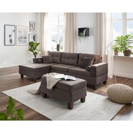 Home Deluxe Sofa ROM mit Hocker - versch. Farben - Braun