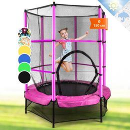 Rocketkid Trampolin 140cm Sicherheitsnetz innen Bungeefederung pink - Klarfit