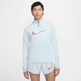 Nike Swoosh Dri-FIT-Midlayer-Laufoberteil mit Viertelreißverschluss (Damen) - Blau