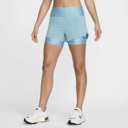 Nike Dri-FIT Swift 2-in-1-Laufshorts mit halbhohem Bund und Taschen für Damen (ca. 7,5 cm) - Blau