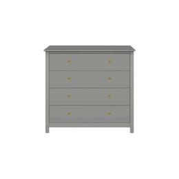 Kommode THUKA "Luna Kinderkommode, Babyzimmer" Sideboards Gr. B/H/T: 92,2 cm x 101 cm x 40 cm, 4, grau 4 Schubl. mit Soft-Close, Griffe aus Messing, massiver Kiefer und MDF