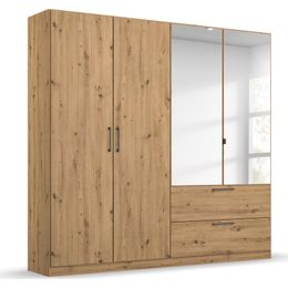 Drehtürenschrank Rauch "Kleiderschrank Schrank Garderobe Wäscheschrank CHALLENGER" Schränke Gr. B/H/T: 181,0 cm x 197,0 cm x 54,0 cm, 4 St., braun (eiche artisan) mit Spiegeltüren und geräumigen Schubladen MADE IN GERMANY