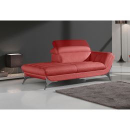 Recamiere Egoitaliano "Sueli, extravagantes Design und erstklassiger Sitzkomfort", rot, B:180cm H:100cm T:110cm, Leder »NUVOLE« (Echtes Rindsleder). Halbnatürliches, halbnarbiges Rindsleder mit einer natürlichen Körnung von 1, 2 bis 1, 4 mm. Dieses Leder hat eine weiche, wachsartige Hand mit mattem Aussehen und einem Wolkeneffekt. Es handelt sich um ein Naturleder, das die ursprünglichen Eigenscha