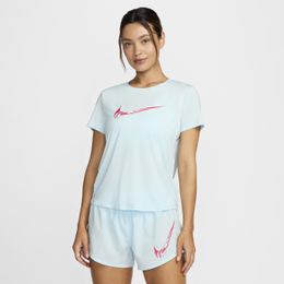 Nike One Dri-FIT Kurzarm-Laufoberteil mit Grafik (Damen) - Blau